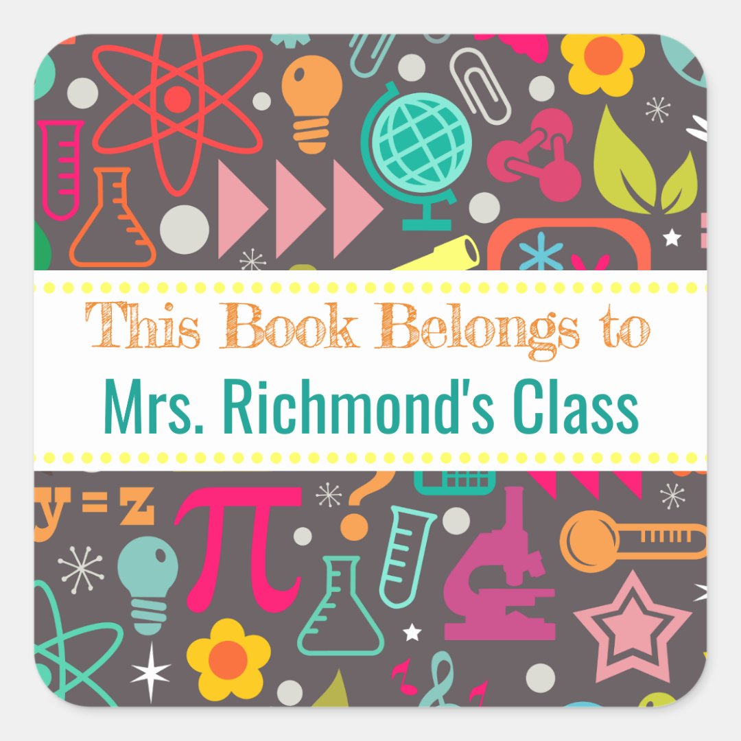 This Book Belongs To Label Grey Math and Science | Zazzle