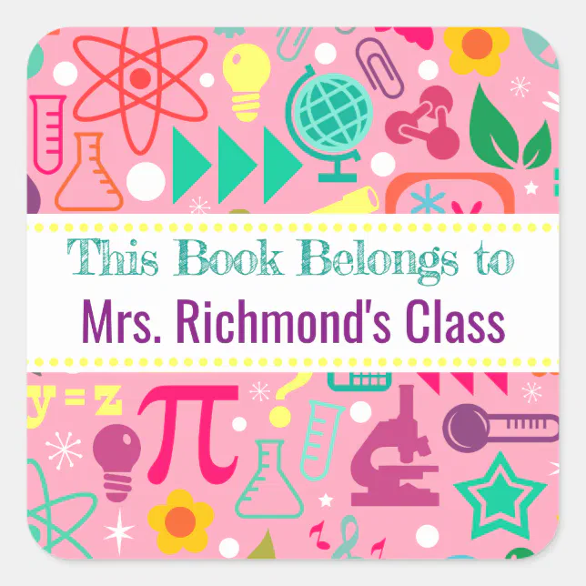 This Book Belongs To Label Pink Math and Science | Zazzle