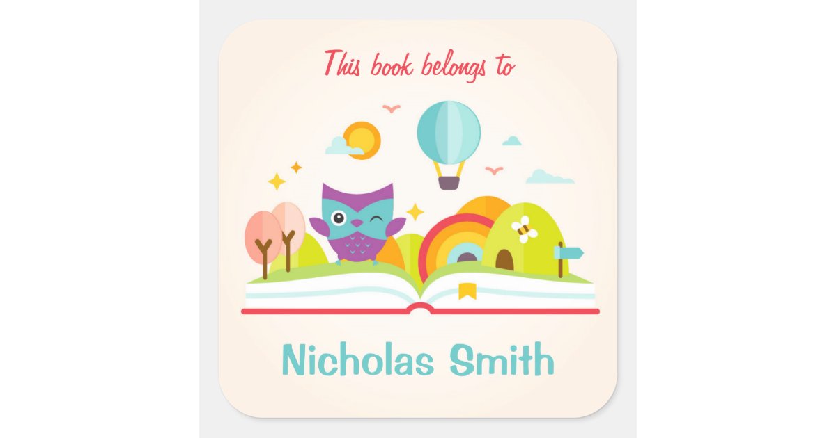This book belongs to labels, owl sticker bookplate | Zazzle