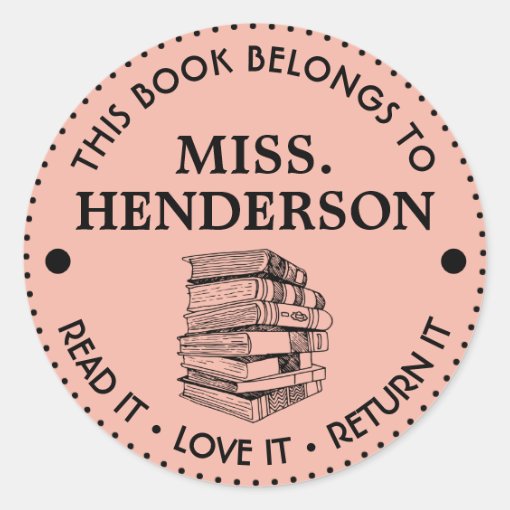 This Book Belongs To Personalized Classic Round Sticker | Zazzle