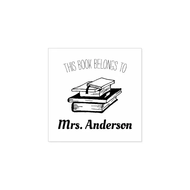 This Book Belongs To Teacher Name Rubber Stamp | Zazzle