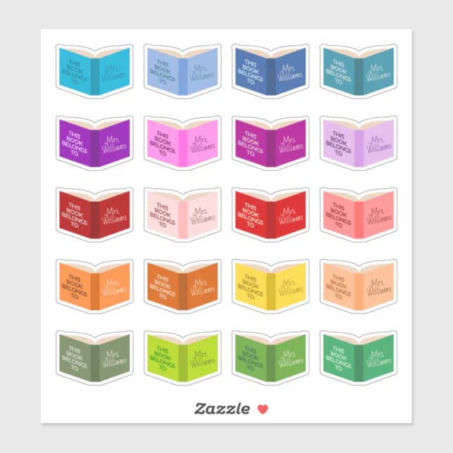 This Book Belongs To Teacher Set 20 Custom Labels | Zazzle