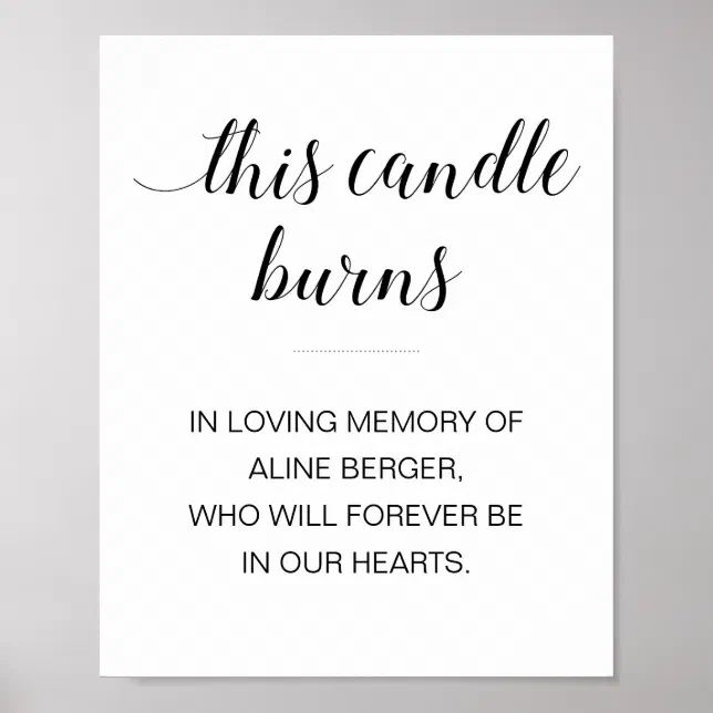This Candle Burns In Loving Memory Funeral Poster | Zazzle