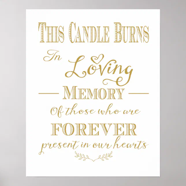 This Candle Burns In Loving Memory Print | Zazzle
