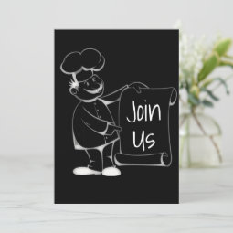 THIS CHEF SAYS "JOIN US" BIRTHDAY PARTY INVITATION | Zazzle