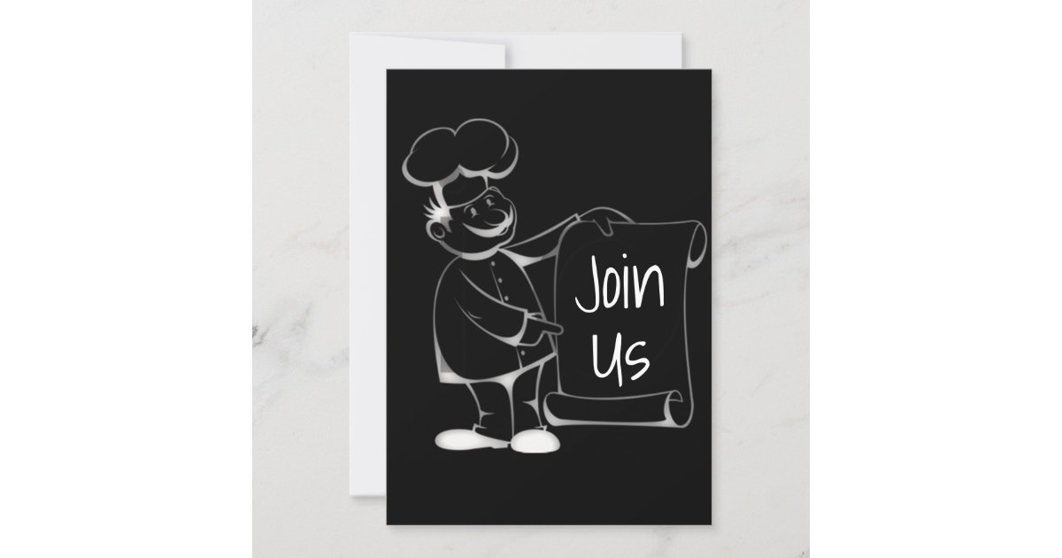 THIS CHEF SAYS "JOIN US" BIRTHDAY PARTY INVITATION | Zazzle