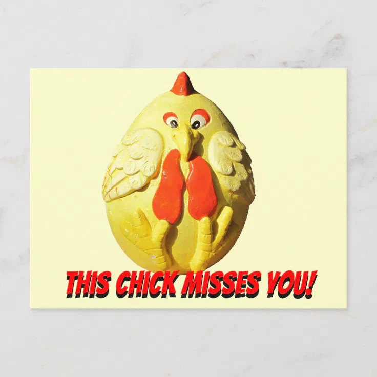 This Chick Misses You Funny Chicken Postcard | Zazzle