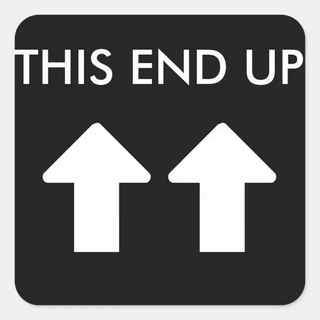 This End Up White Arrow Square Sticker | Zazzle