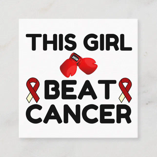 THIS GIRL BEAT CANCER SQUARE BUSINESS CARD | Zazzle