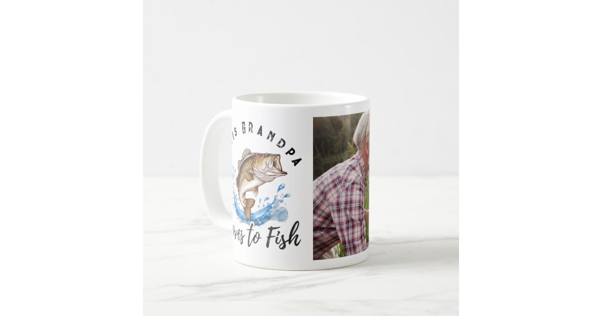 This Grandpa Loves to Fish Bass Fishing Photo Coffee Mug | Zazzle