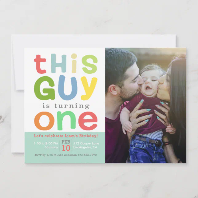 This Guy is Turning One Birthday Party Invitation | Zazzle