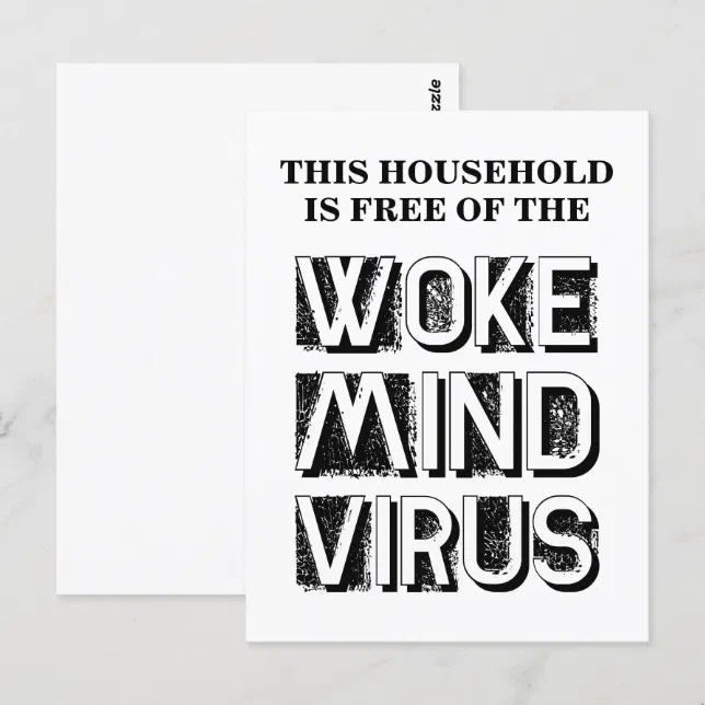 This Household is Free of Woke Mind Virus Custom Postcard | Zazzle