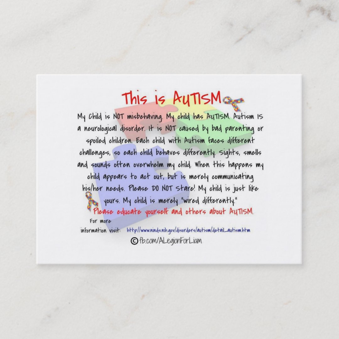 This is Autism Handout Cards | Zazzle