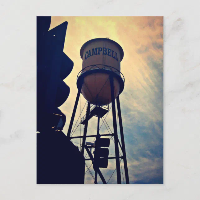 This is Campbell CA, Campbell Water Tower Postcard | Zazzle