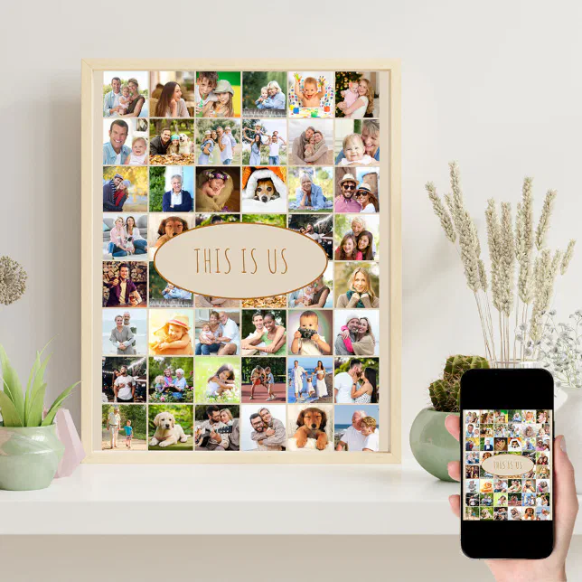 This is Us Photo Collage 40 Square Pictures Cream Poster | Zazzle