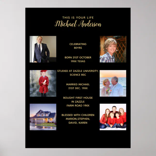 THIS IS YOUR LIFE - ADD PHOTOS MILESTONES AWARD POSTER | Zazzle