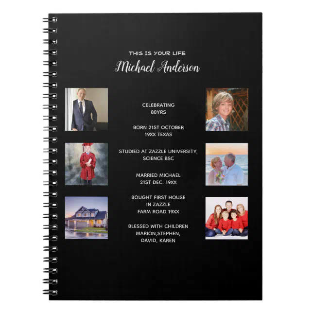 THIS IS YOUR LIFE - ADD PHOTOS MILESTONES Journal | Zazzle