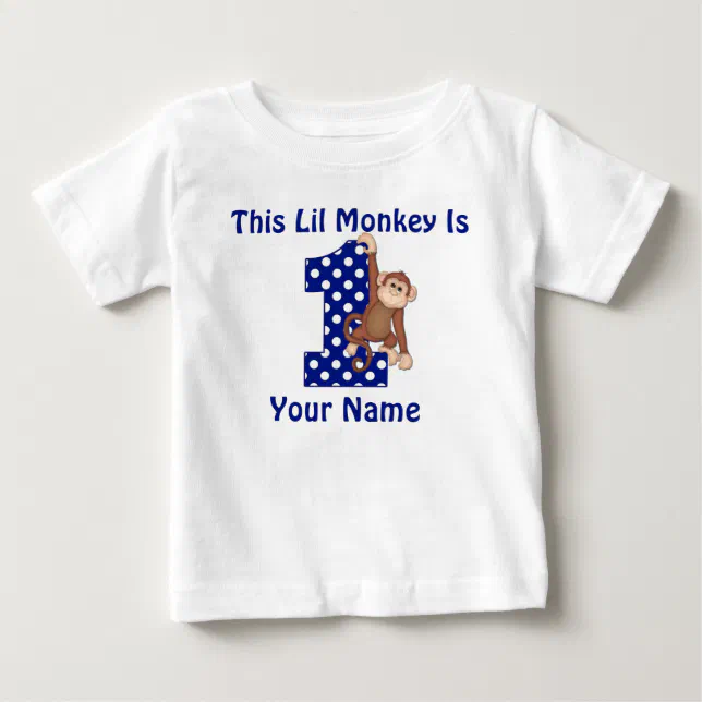 This Lil Monkey Personalized First Birthday Shirt | Zazzle