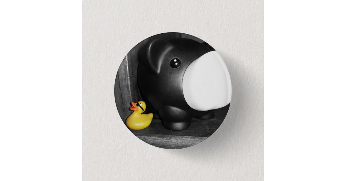 'This Little Piggy' Rubber Duck Button (small) | Zazzle