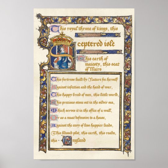 "This Sceptered Isle" Speech - Richard II Poster | Zazzle