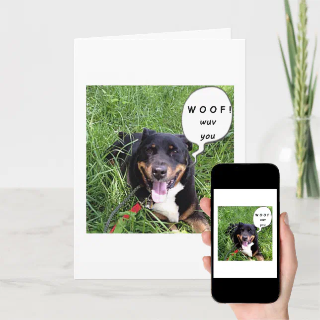 THIS TALKING DOG SAYS WOOF - WUV YOU-ANNIVERSARY CARD | Zazzle