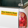 This Vehicle Does Not Turn on RED sticker | Zazzle