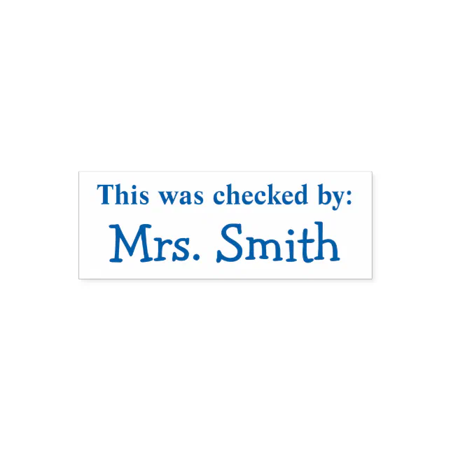 “This was checked by” Personalized Rubber Stamp | Zazzle