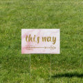 This Way Arrow Gold Glitter Marble Sign Small | Zazzle