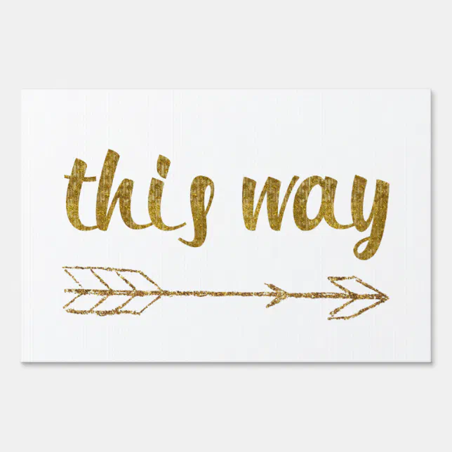 This Way Arrow Gold Glitter Sparkle Sign Small | Zazzle