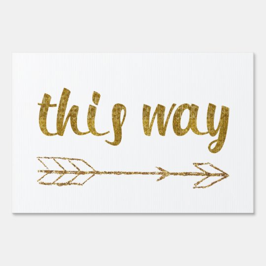 This Way Arrow Gold Glitter Sparkle Sign Small | Zazzle.com