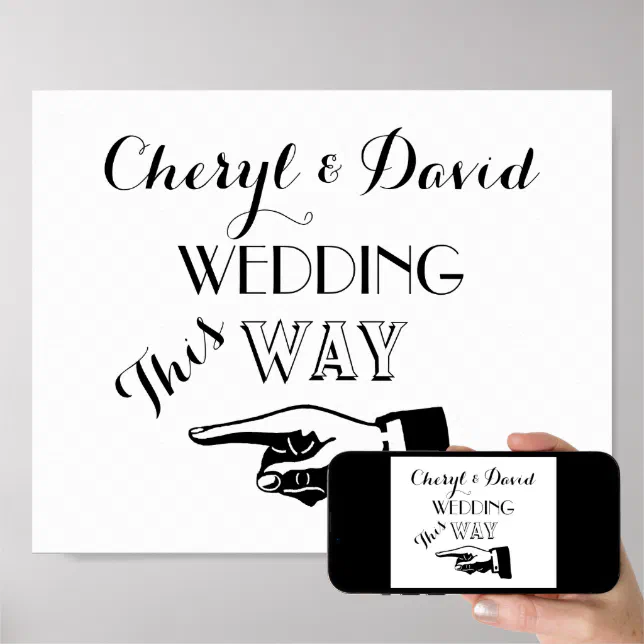 This Way Hand Pointing Custom Wedding Sign | Zazzle