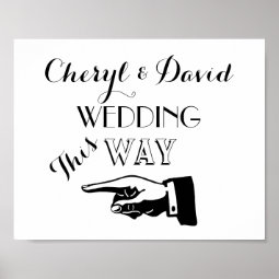 This Way Hand Pointing Custom Wedding Sign | Zazzle