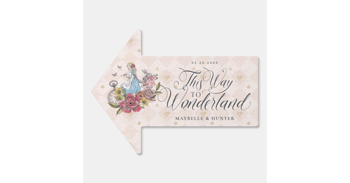 This Way to Wonderland Vintage Fairytale Wedding Sign | Zazzle