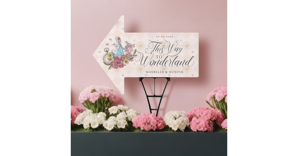 This Way to Wonderland Vintage Fairytale Wedding Sign | Zazzle