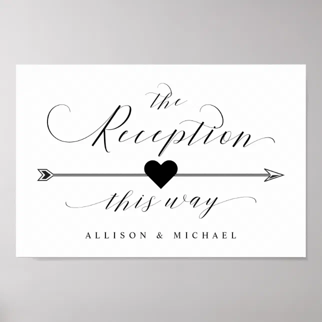 This Way Wedding Reception Script Arrow Sign | Zazzle
