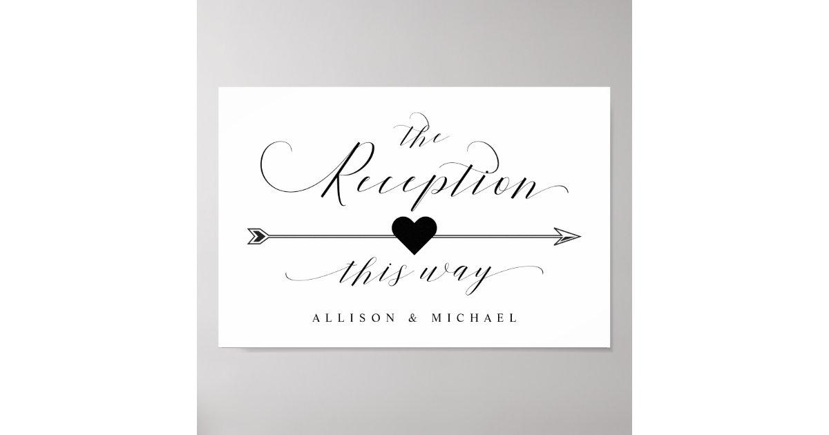 This Way Wedding Reception Script Arrow Sign | Zazzle
