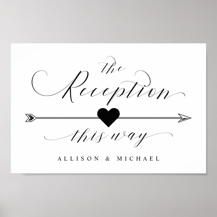 This Way Wedding Reception Script Arrow Sign | Zazzle