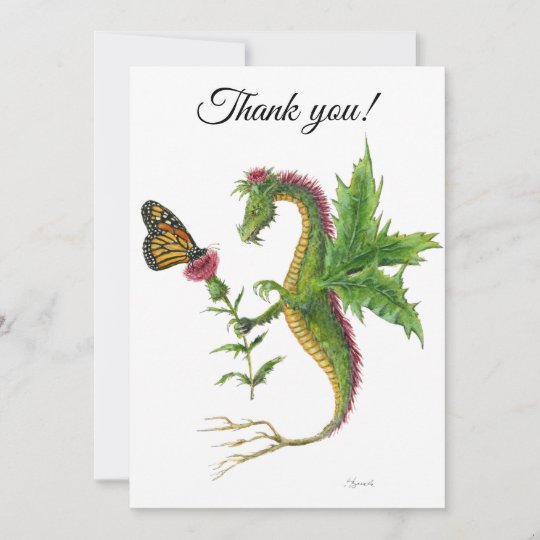 Thistle Dragon & Monarch Butterfl - Thank you card | Zazzle.com