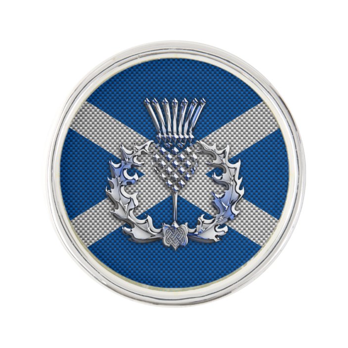 Thistle on Carbon Fiber Print on Scotland Flag Pin | Zazzle.com