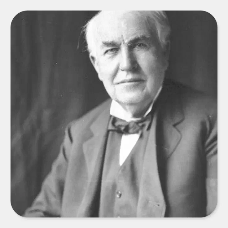 Thomas Edison Square Sticker | Zazzle