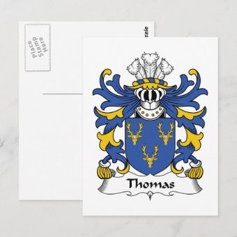 Thomas Family Crest Postcard | Zazzle