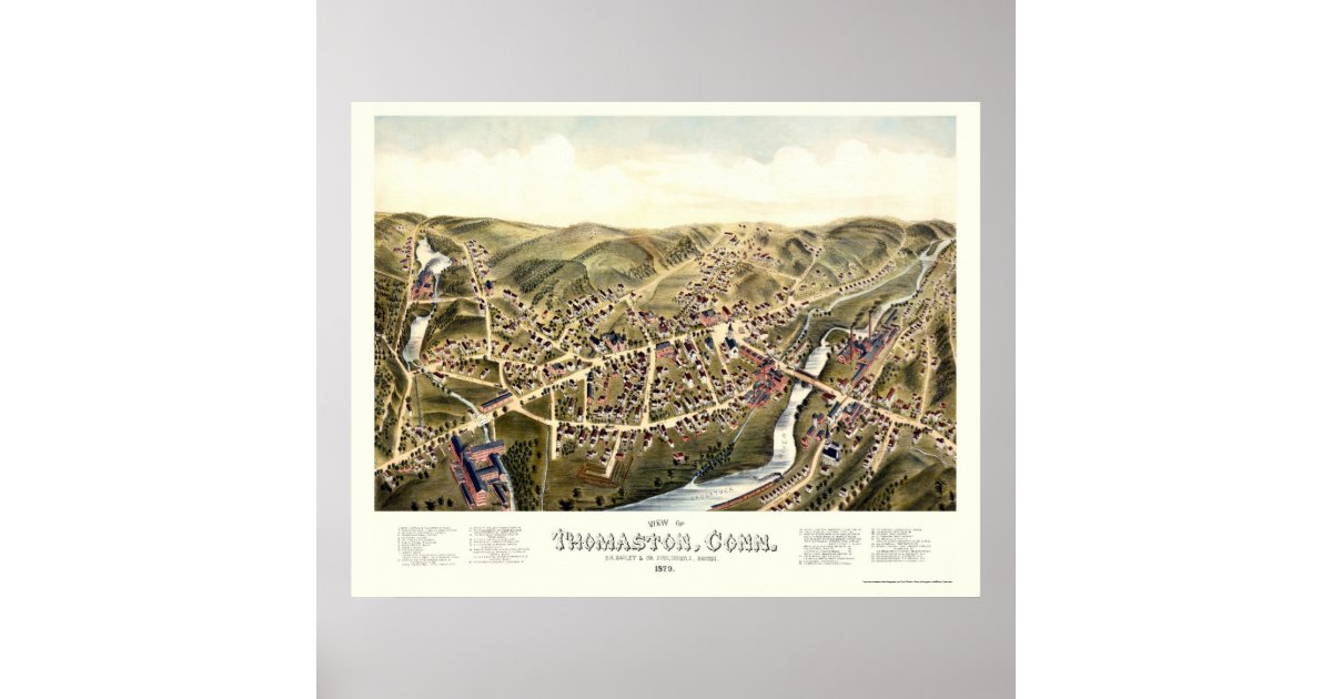 Thomaston, CT Panoramic Map - 1879 Poster | Zazzle