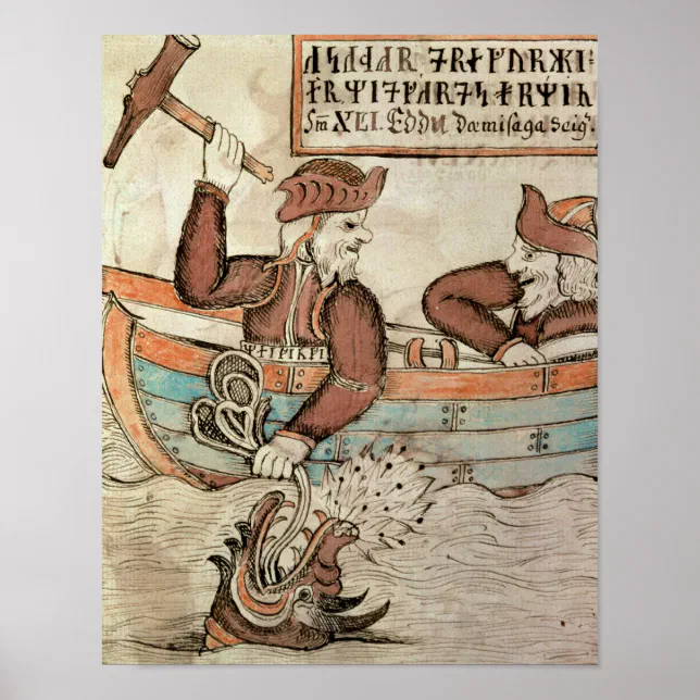 Thor fishing for the serpent of Midgard Poster | Zazzle