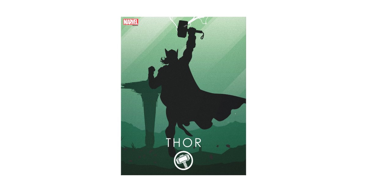 Thor Heroic Silhouette Canvas Print | Zazzle