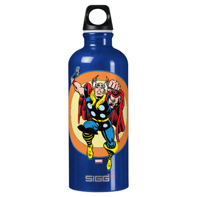 Thor Punch Attack Retro Graphic Aluminum Water Bottle | Zazzle