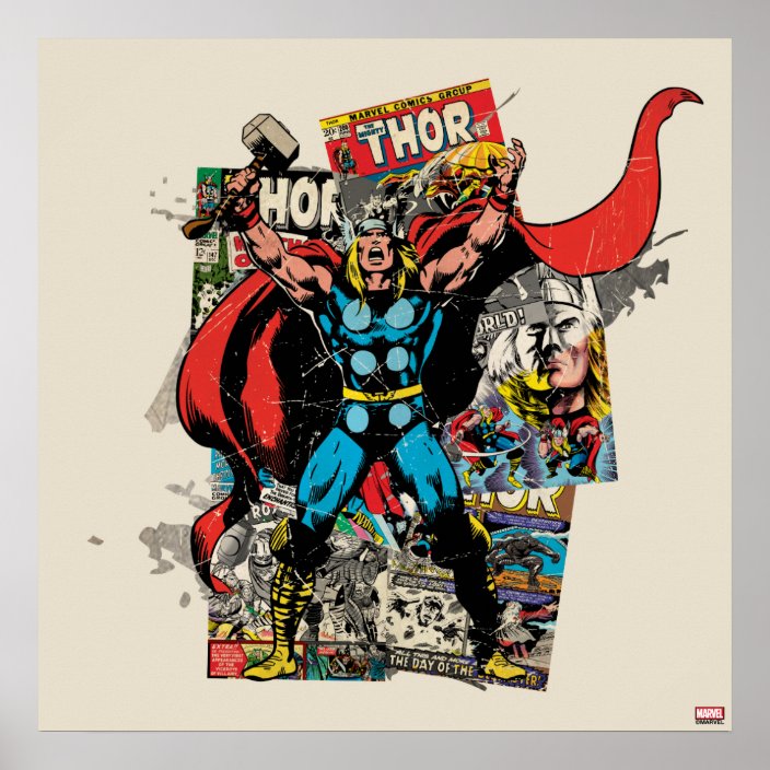 Thor Retro Comic Collage Poster | Zazzle.com