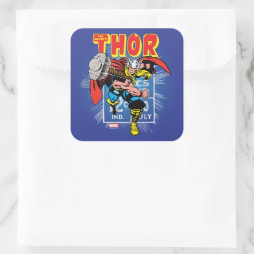 Thor Retro Comic Price Graphic Square Sticker | Zazzle