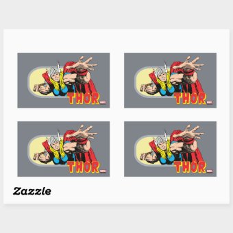 Thor Retro Graphic Rectangular Sticker | Zazzle