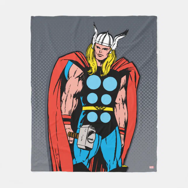 Thor Standing Tall Retro Comic Art Fleece Blanket | Zazzle