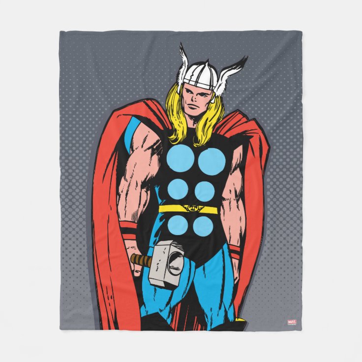 Thor Standing Tall Retro Comic Art Fleece Blanket | Zazzle